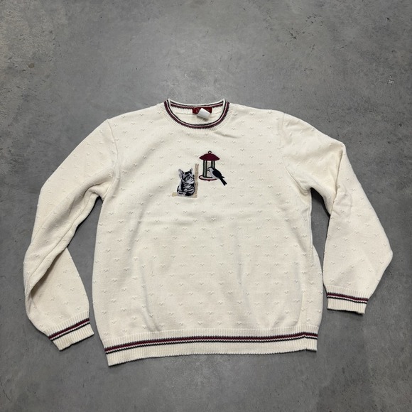 Sweaters | Vintage Sweater Womens L Made In Canada Cat And Bird ...